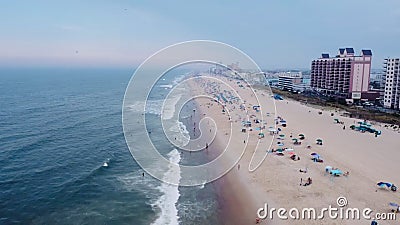 Drone View of People on a Wavy Beach Stock Video - Video of drone, foam ...