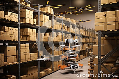 Drones Scanning Barcodes On Storage Shelves Stock Photo | CartoonDealer ...