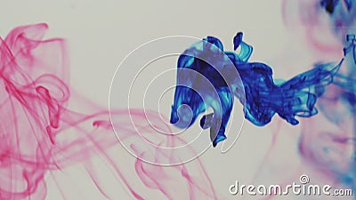 Drop Blue Ink on White Background. Blue Pigment Mixes in Water and Move ...