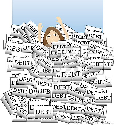 Drowning In Debt Cartoon Vector | CartoonDealer.com #8692015