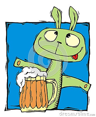 Drunken Rabbit With A Beer Mug Stock Photography - Image: 7137222