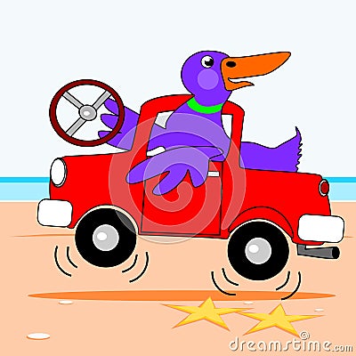 Duck Driving A Truck Cartoon Vector | CartoonDealer.com #28594481
