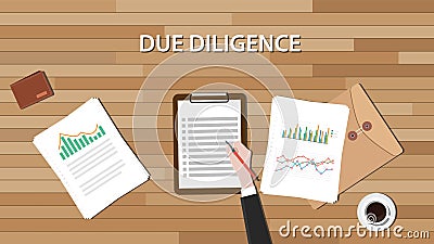 Due Diligence Business Review With Paper Document And Graph Cartoon ...