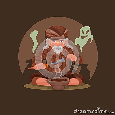Dukun Aka Indonesian Paranormal Doing Ritual Cartoon Illustration ...