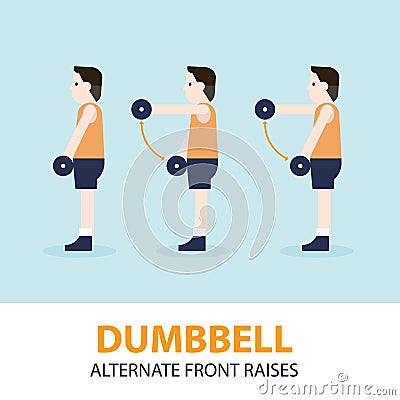 Dumbbell Alternate Front Raises Exercise Guide Stock Vector - Image ...