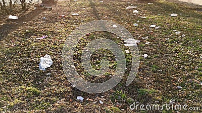 Dumbed Plastic Junk on the Grass. Stock Video - Video of environment ...