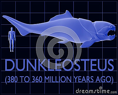 Dunkleosteus And Human Size Comparison Stock Illustration ...