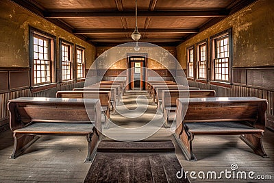 Symmetrical Design Of Historic Educational Classroom For Children Stock ...