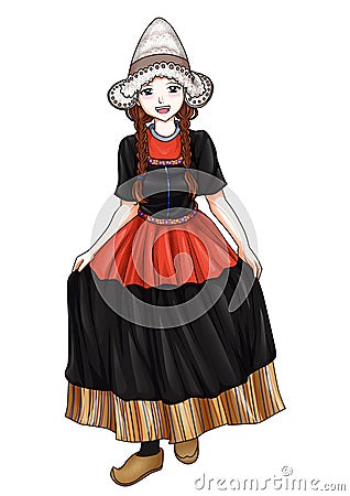Dutch lady cartoon set stock vector. Illustration of concept - 73896937