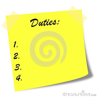 Duties List On Yellow Post Note Illustration | CartoonDealer.com #82681104