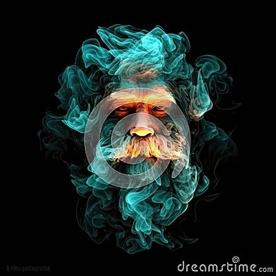 Dwarf Face Shape In Fire On Black Background. Generative AI Stock Image ...