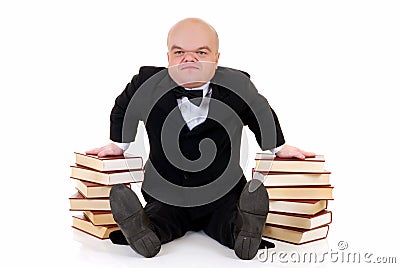 Dwerg, Weinig Mens Met Boeken Stock Fotografie - Afbeelding: 4531472