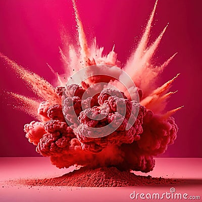 Dynamic Explosion Of Red Powder, Bright Color Splash Abstract ...