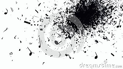 Dynamic Musical Explosion With Notes And Clefs Cartoon Vector ...