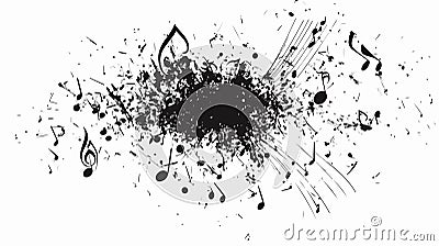 Dynamic Musical Explosion With Notes And Clefs Vector Illustration ...