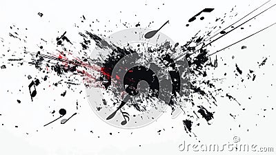 Dynamic Musical Explosion With Notes And Clefs Vector Illustration ...