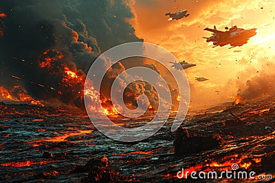 A Dynamic Scene Where Advanced Weaponry And Futuristic Projectiles ...