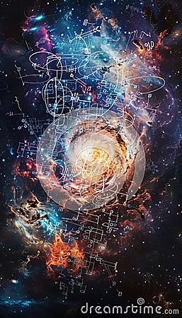 Dynamic Visual Of Expanding Universe Merging Mathematical Equations Of ...