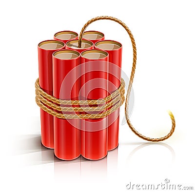 Dynamite Stick With Burning Bickford Fuse Vector Illustration ...