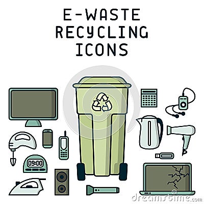E-waste Recycling Icons Cartoon Vector | CartoonDealer.com #121178311