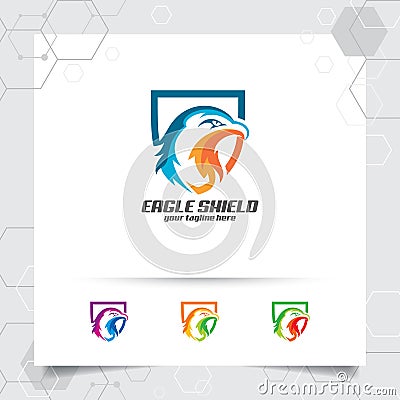 Eagle Shield Logo Vector Design With Concept Of Security Guard And ...