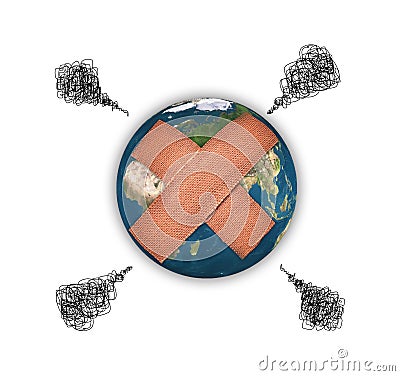 Earth With Adhesive Plaster Stock Photography | CartoonDealer.com #53130776