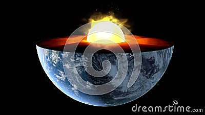 Earth Core. Inner Structure With Geological Layers. 3d Rendering Stock ...