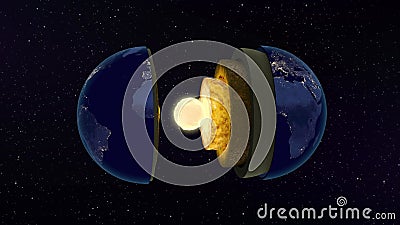 Earth Core Model Animation with Geological Layers. 3d Rendering. Stock ...