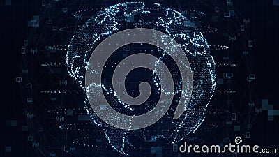 Earth Digital Clouds Earth Rotating Animation Social Future Technology ...