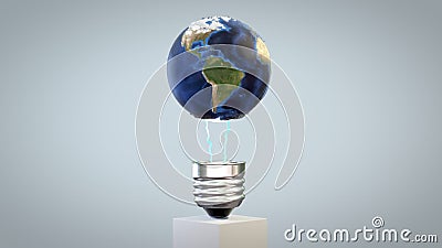Earth Planet Revolving on a Lightbulb with Lightnings, Loop, Luma Matte ...
