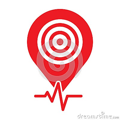 Earthquake Location Icon. Map Pin And Earthquake Vector Illustration ...