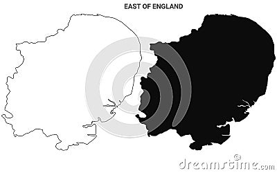 East Anglia Map, East Of England Administrative Map Set - Blank Outline ...