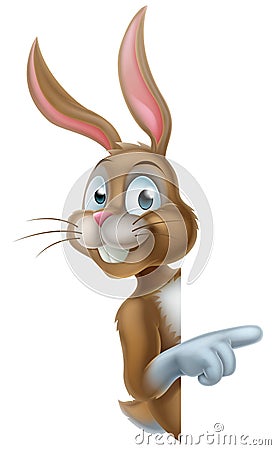 Bunny Pointing at Happy Easter Message Stock Vector - Illustration of ...