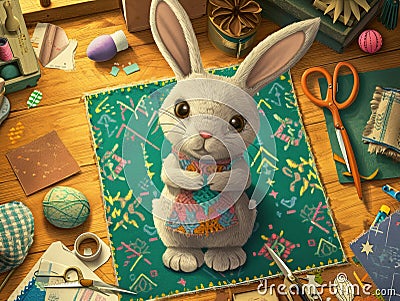 Easter Craft Table With Bunny Toy And Decorations Stock Image ...