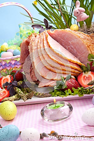 Honey and Brown Sugar Glazed Easter Ham Stock Photo - Image of meal ...