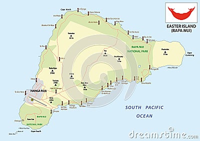 Easter Island Map With Flag Cartoon Vector | CartoonDealer.com #82823135
