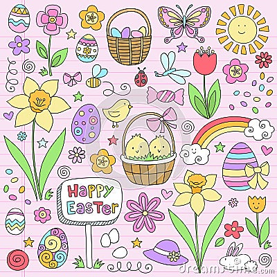 Easter Spring Notebook Doodles Vector Set | CartoonDealer.com #23213672