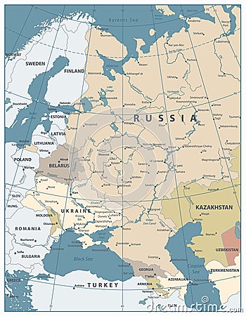 Eastern Europe Map Old Colors Cartoon Vector | CartoonDealer.com #117418497