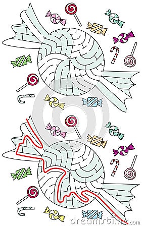 Easy Candy Maze Cartoon Vector | CartoonDealer.com #93145761