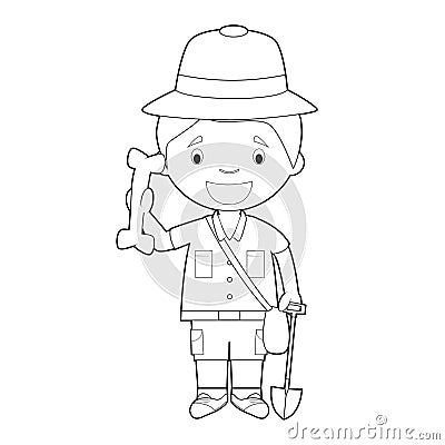 Easy Coloring Cartoon Vector Illustration Of An Archaeologist ...