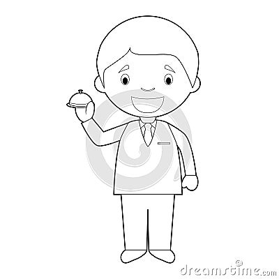 Easy Coloring Cartoon Vector Illustration Of A Receptionist ...