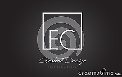 EC Square Frame Letter Logo Design With Black And White Colors. Vector ...