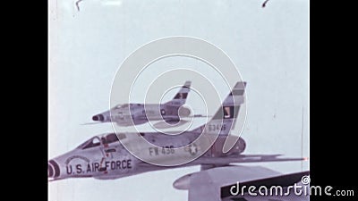 Echelon Formation of First Generation Fighter Jets in Flight in the ...