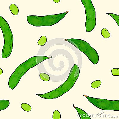 Edamame, Hand Draw Seamless Pattern Vector | CartoonDealer.com #147473249
