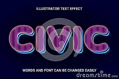 Editable Civic Text Effect Design Created With Illustrator. Cartoon ...