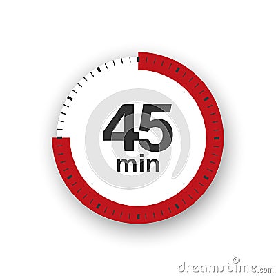 45 Minutes Timer. Stopwatch Symbol In Flat Style. Editable Isolated ...