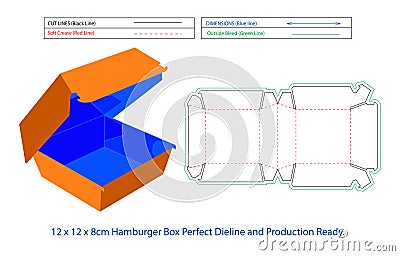 Editable Perfect Burger Box Dieline Or Die-cut Template Self Asembly ...
