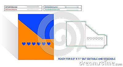 Editable Resizable Pocket Or Folder Dieline Ready For 8.5x11 Inch Page ...