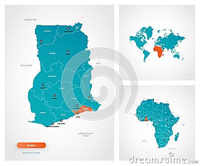 Editable Template Of Map Of Ghana Vector Illustration | CartoonDealer ...