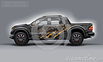 Editable Template For Wrap SUV With Raptor Text And Scratches Decal. Hi ...